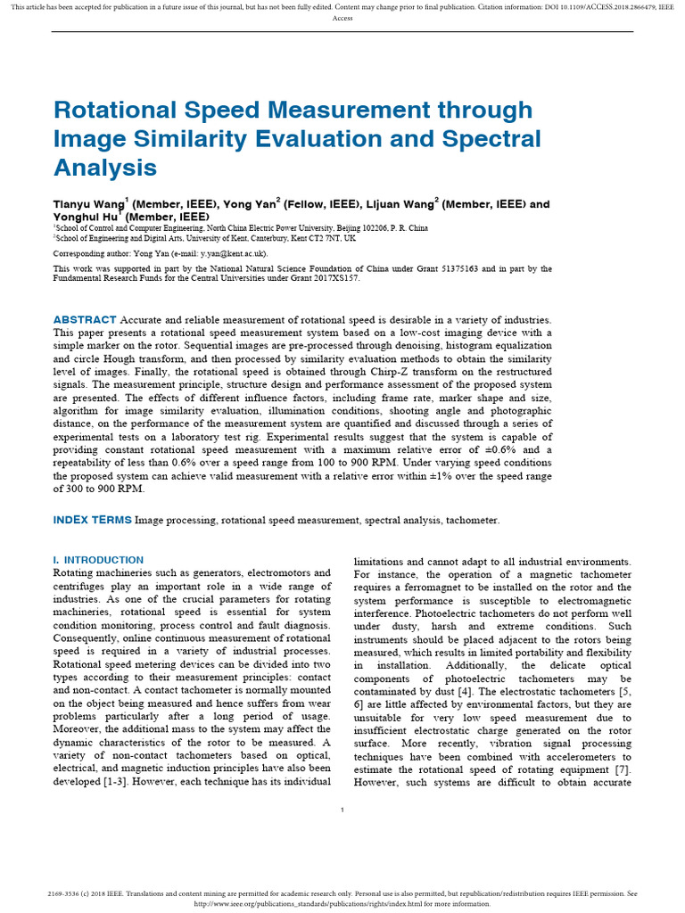 Rotational Speed Measurement Through Image Similar | PDF | Spectral ...