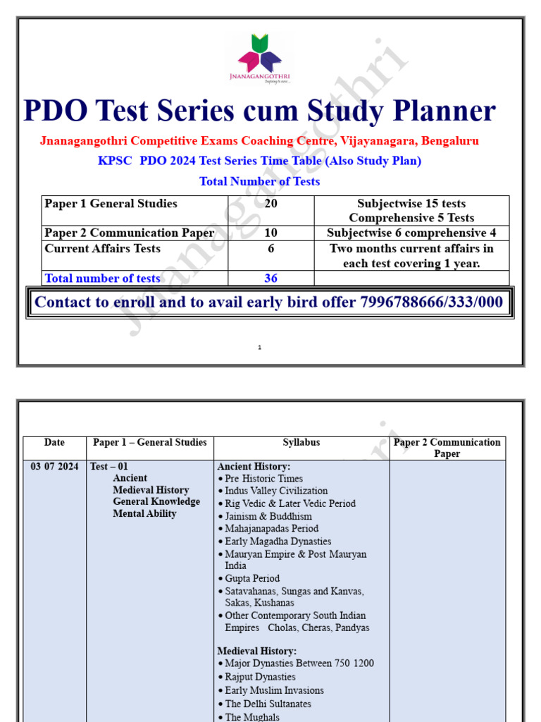 KPSC PDO 2024 Test Series Schedule | PDF | Earth Sciences | Oceans