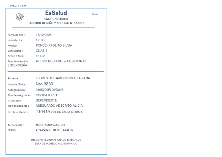 Cita Médica EsSalud 2024 | PDF