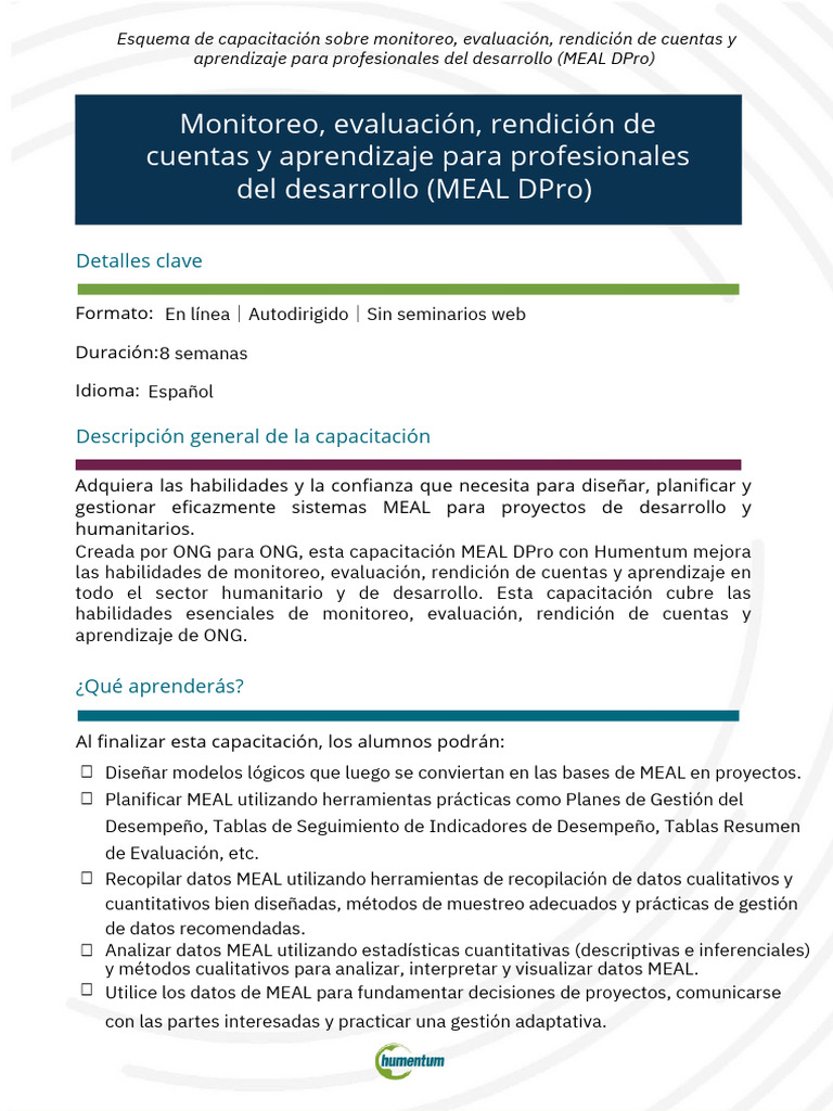 MEAL DPro - Español | PDF | Evaluación | Estadísticas