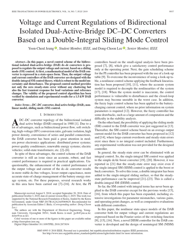 Voltage and Current Regulations of Bidirectional Isolated Dual-Active-Bridge DCDC Converters ...