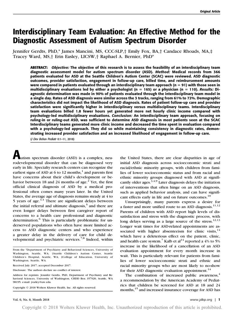 Interdisciplinary Team Evaluation: An Effective Method For The ...
