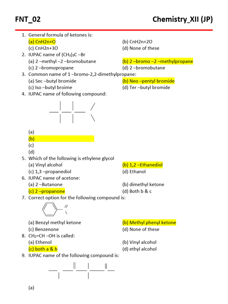 12th FNT 02 Chem (JP) 22-23 | PDF | Methyl Group | Acid