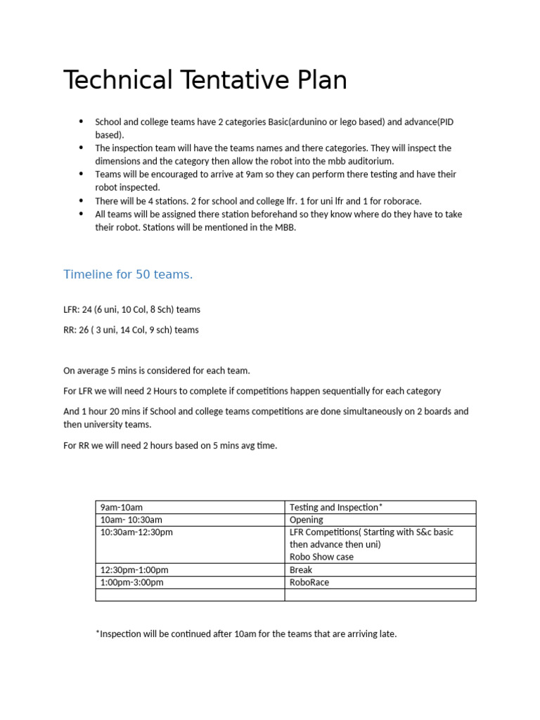 Technical Tentative Plan | PDF