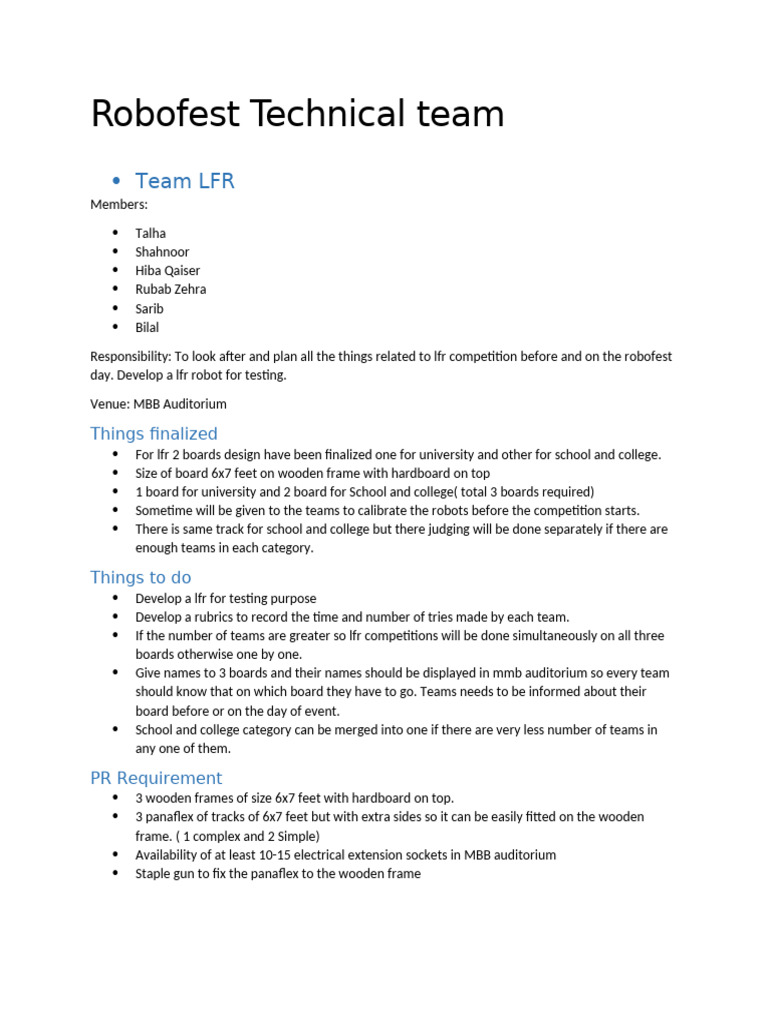 Robofest Technical Team | PDF
