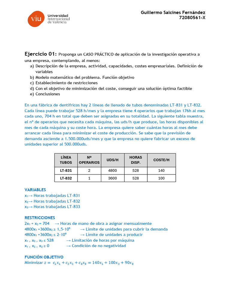 Act01 - Investigación Operativa - GSF | PDF