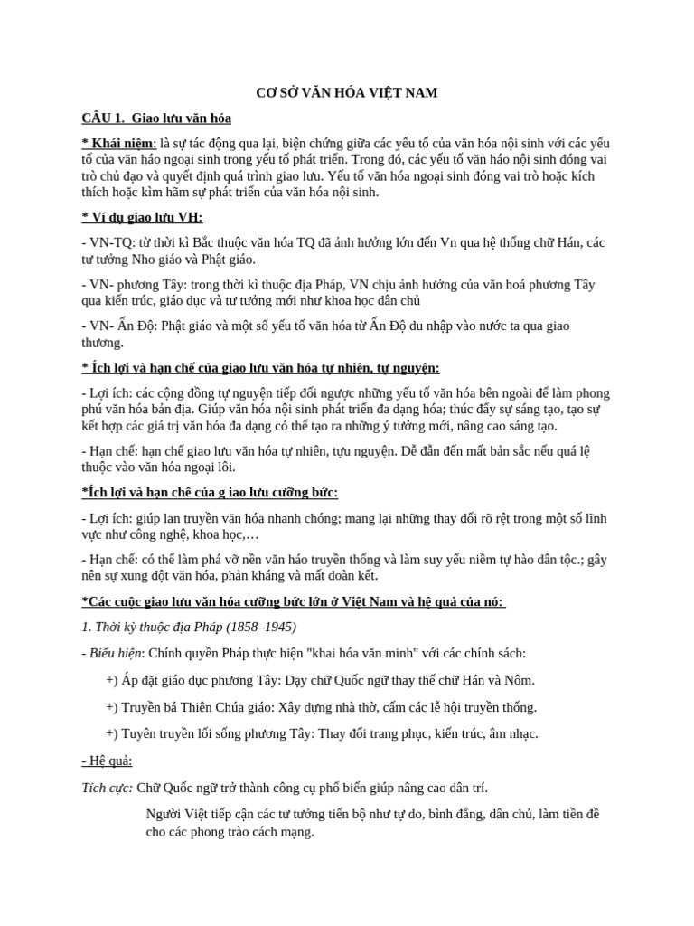 Đề cương CSVHVN | PDF