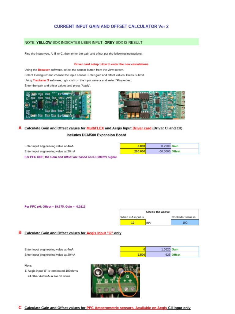 Current Input Gain Offset Calculator Customers Rev1 | PDF | Computer ...