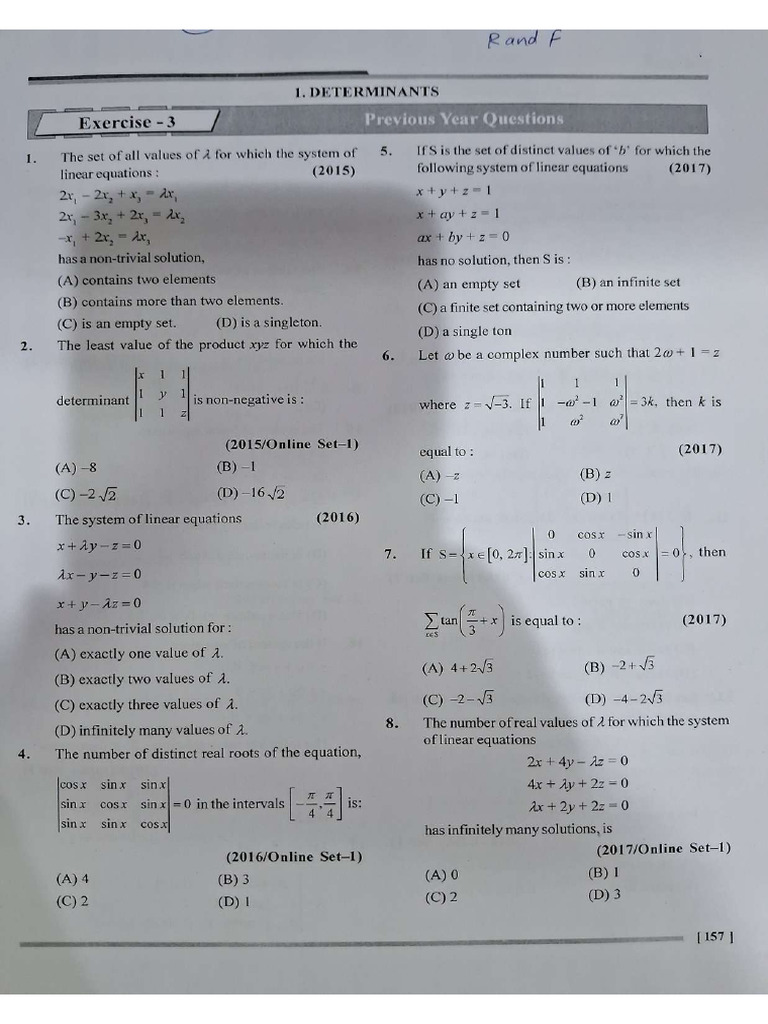 Ex 3 Determinants | PDF