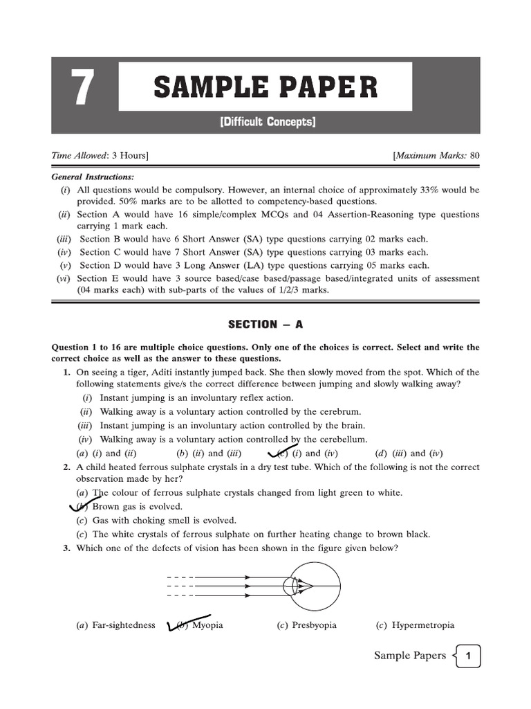 Sample Paper 7 Solutions | PDF