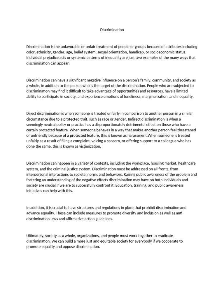 Position-paper | PDF | Discrimination | Discrimination & Race Relations