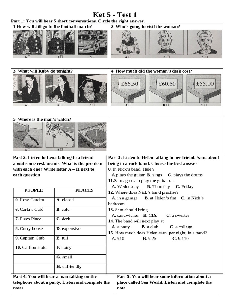 Ket 5 TEST 1 2 | PDF
