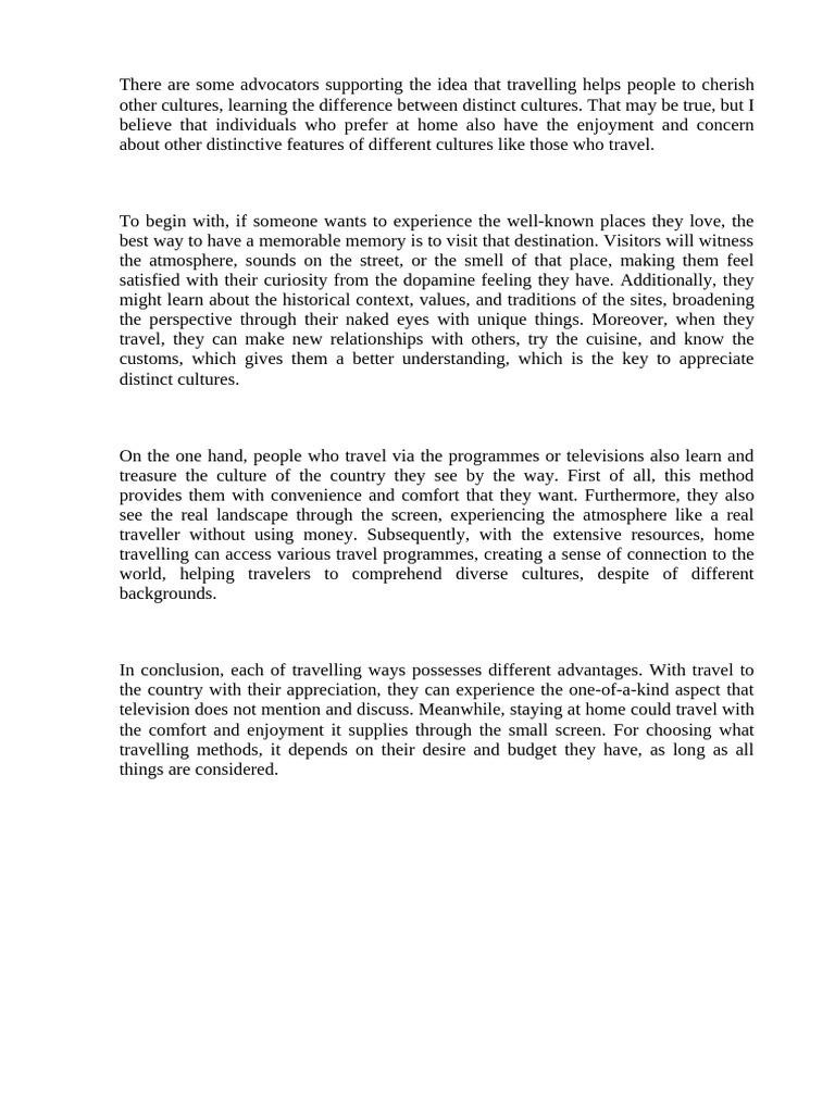Travel vs. Home Culture Exploration | PDF
