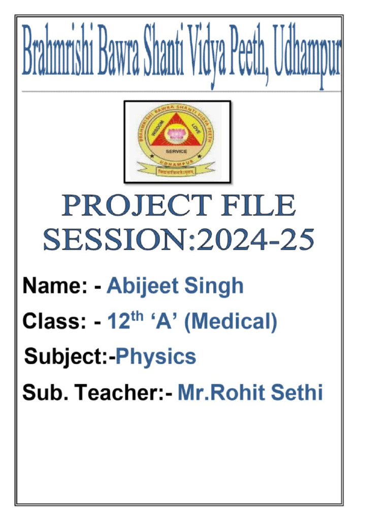 Abijeet Singh Prac. File 2024-25 (Physics) | PDF | Electrical Resistance And Conductance ...
