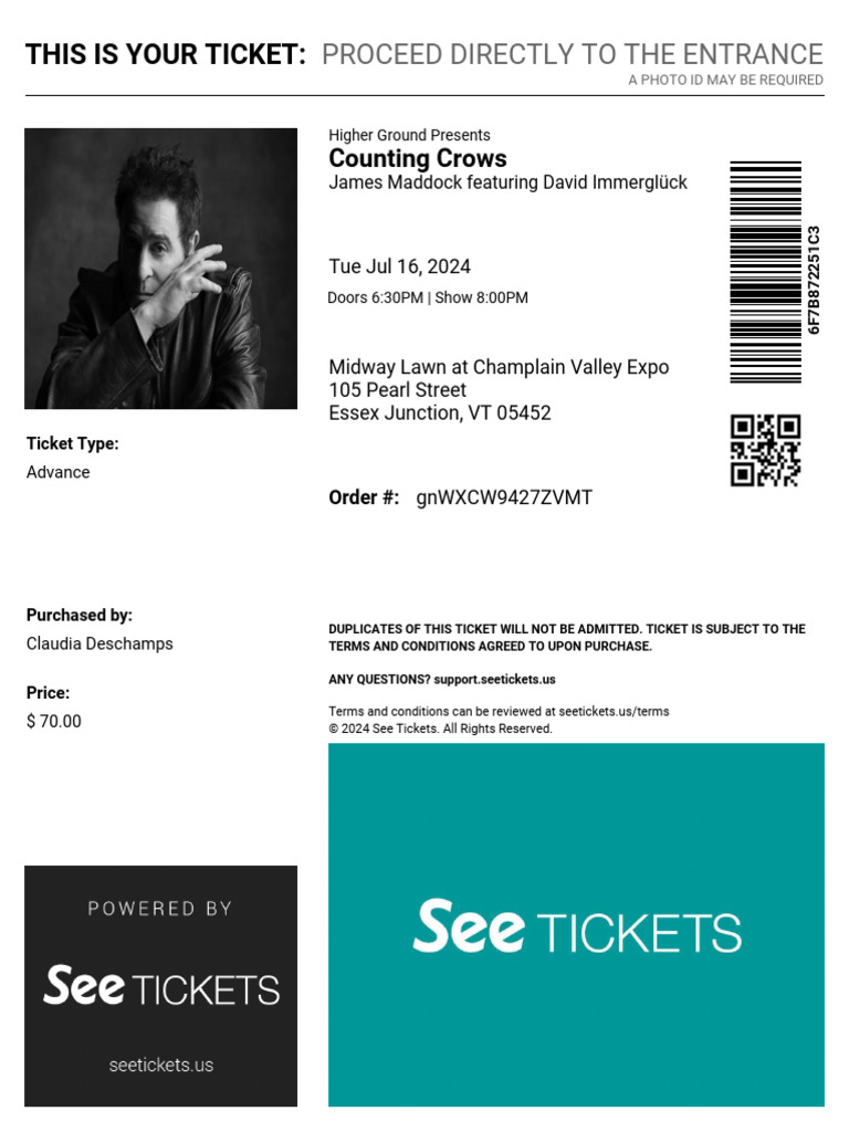 Counting Crows Concert Ticket Info | PDF