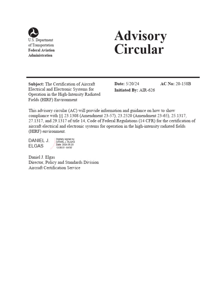FAA AC 20-158B Certification HIRF | PDF | Hertz | Radio