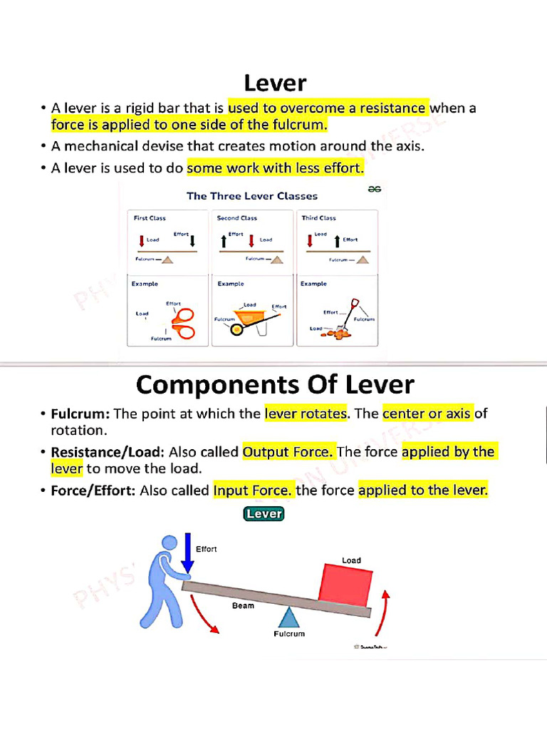 Lever Class 12 Notes | PDF