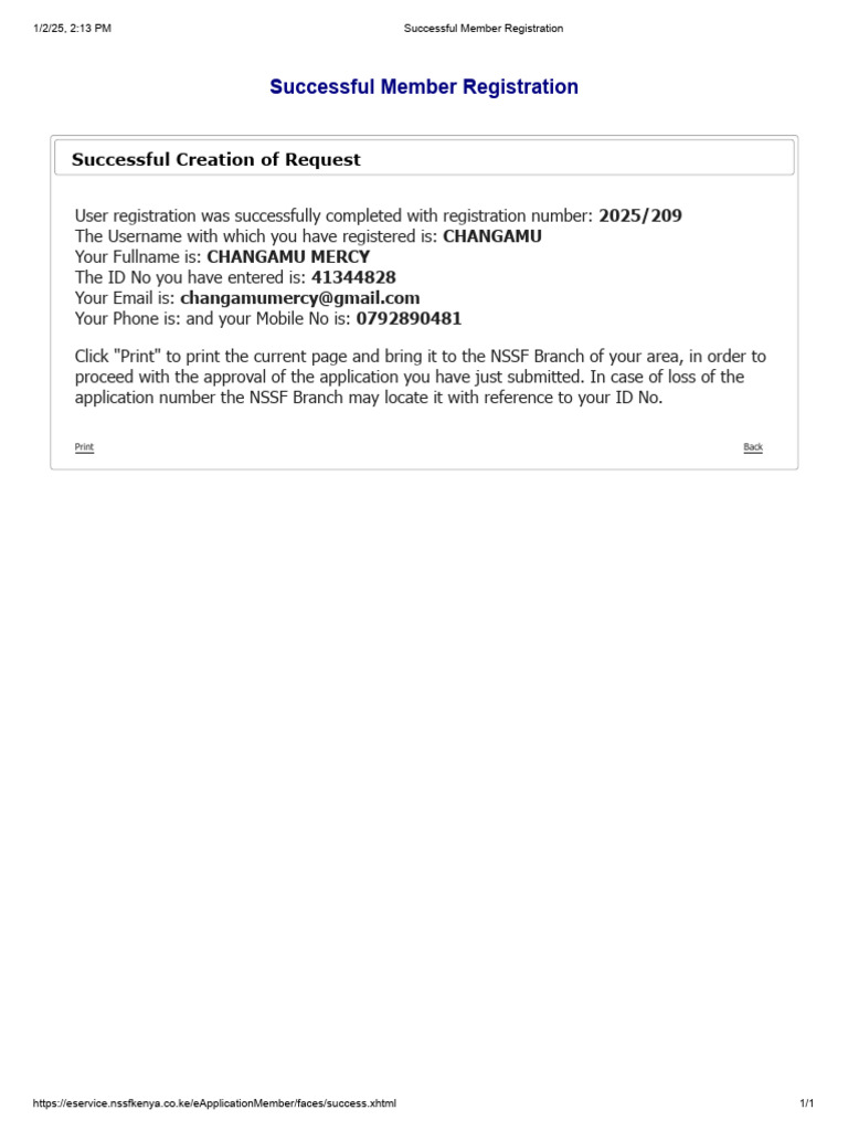 Successful User Registration Confirmation | PDF