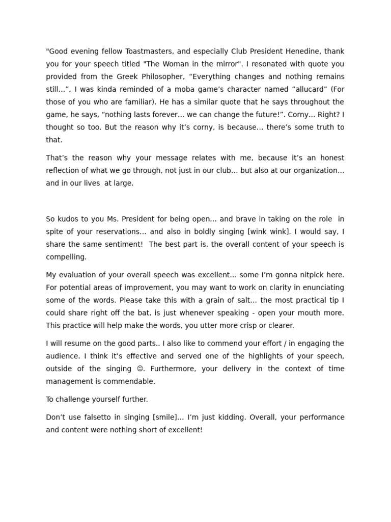 Feedback Script Temlate 20240622 | PDF | Singing | Human Communication