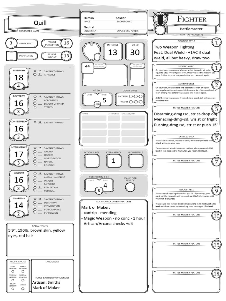Quill-Character_Sheet_FIGHTER-BM_FILLABLE-1 | PDF