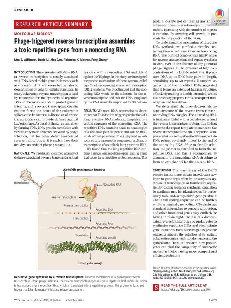 Phage-Induced Toxic Gene Assembly | PDF | Reverse Transcriptase | Dna