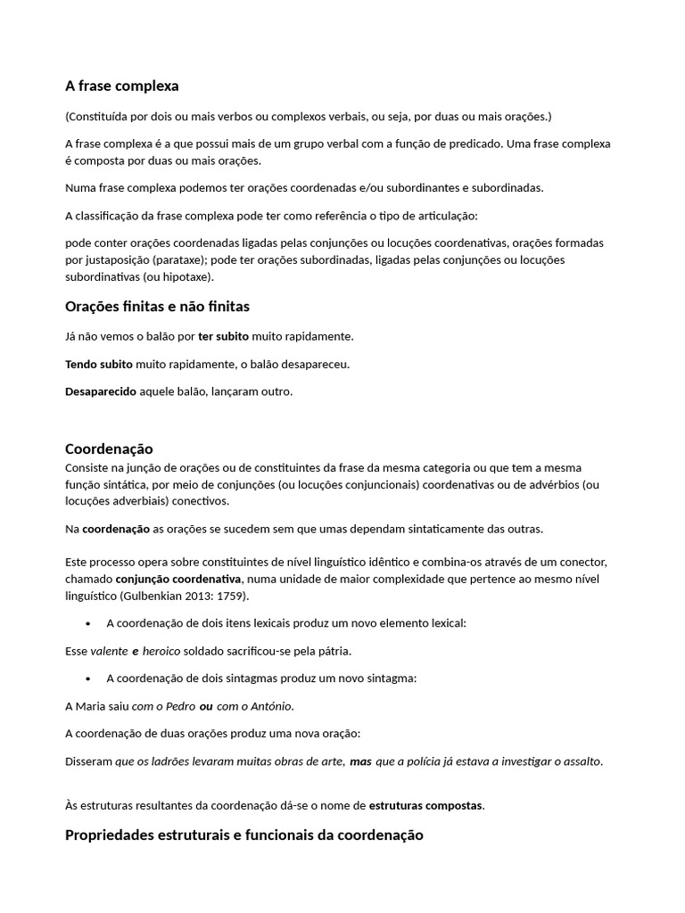 Estruturas de Frases Complexas | PDF | Mecânica da linguagem | Linguística