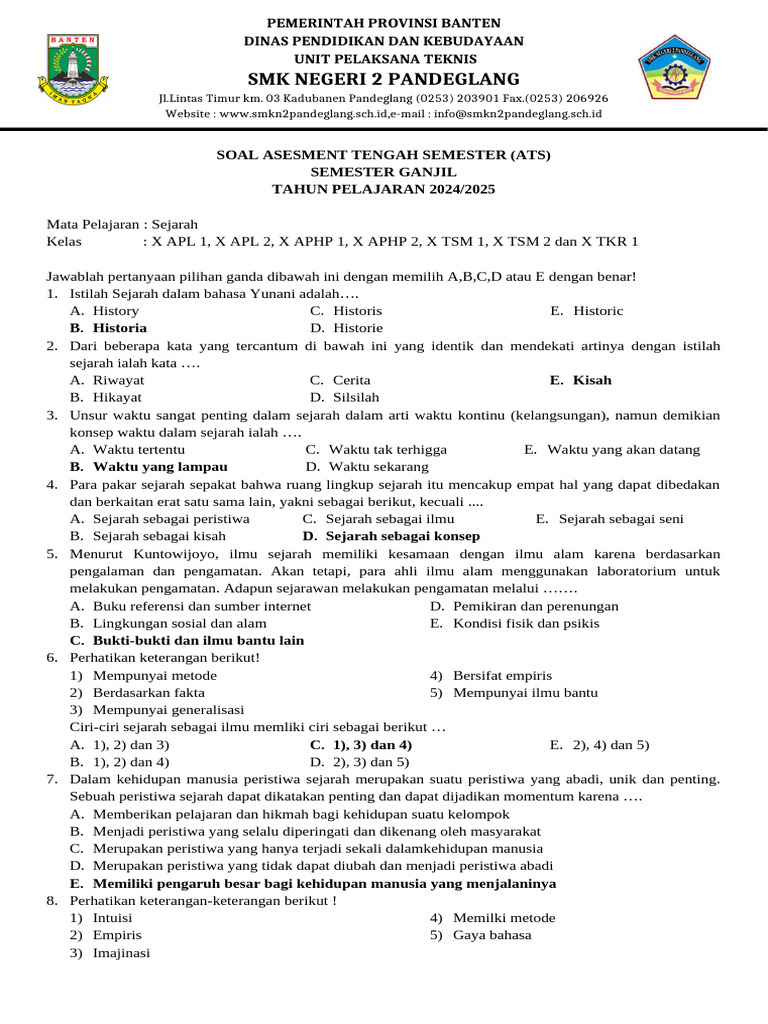 ASTS soal sejarah APL,TSM,APHP,TKR Ganjil 24-25 | PDF