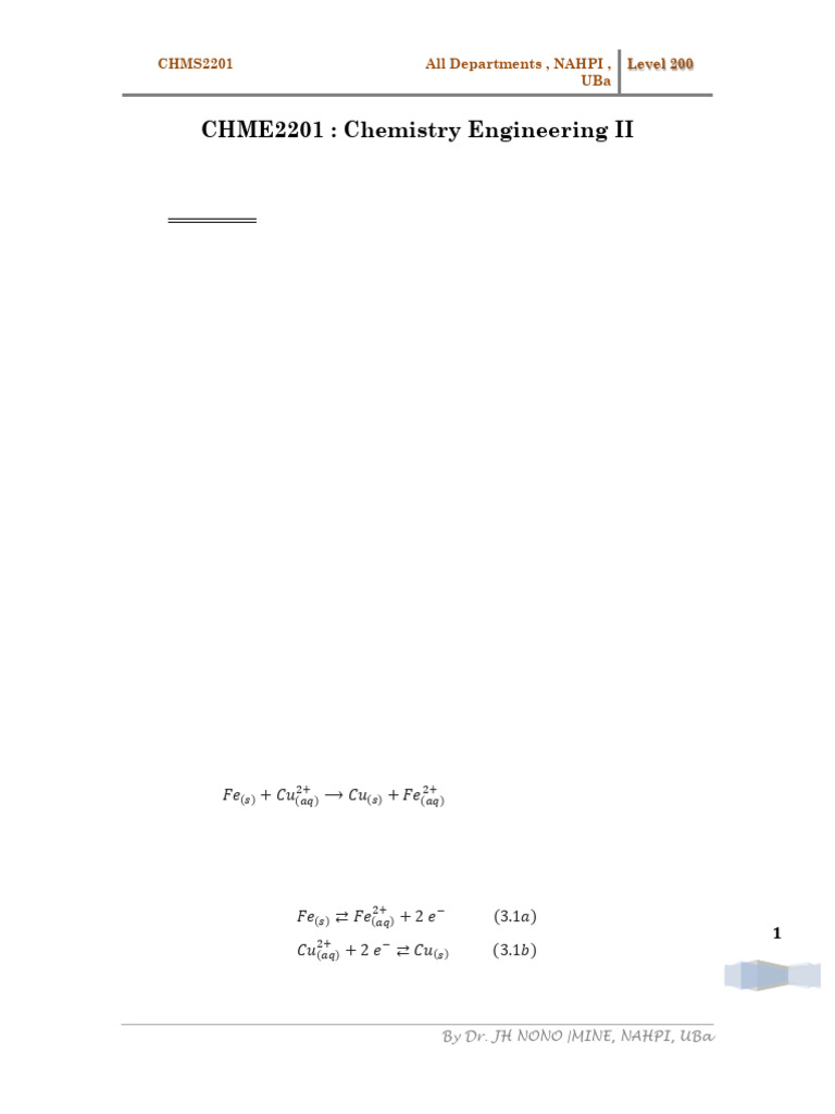 Chem2 Chapter 3 | PDF | Electrochemistry | Redox
