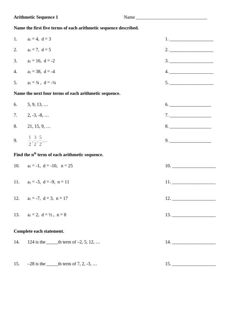arith_sequence_day3_practice | PDF | Mathematics