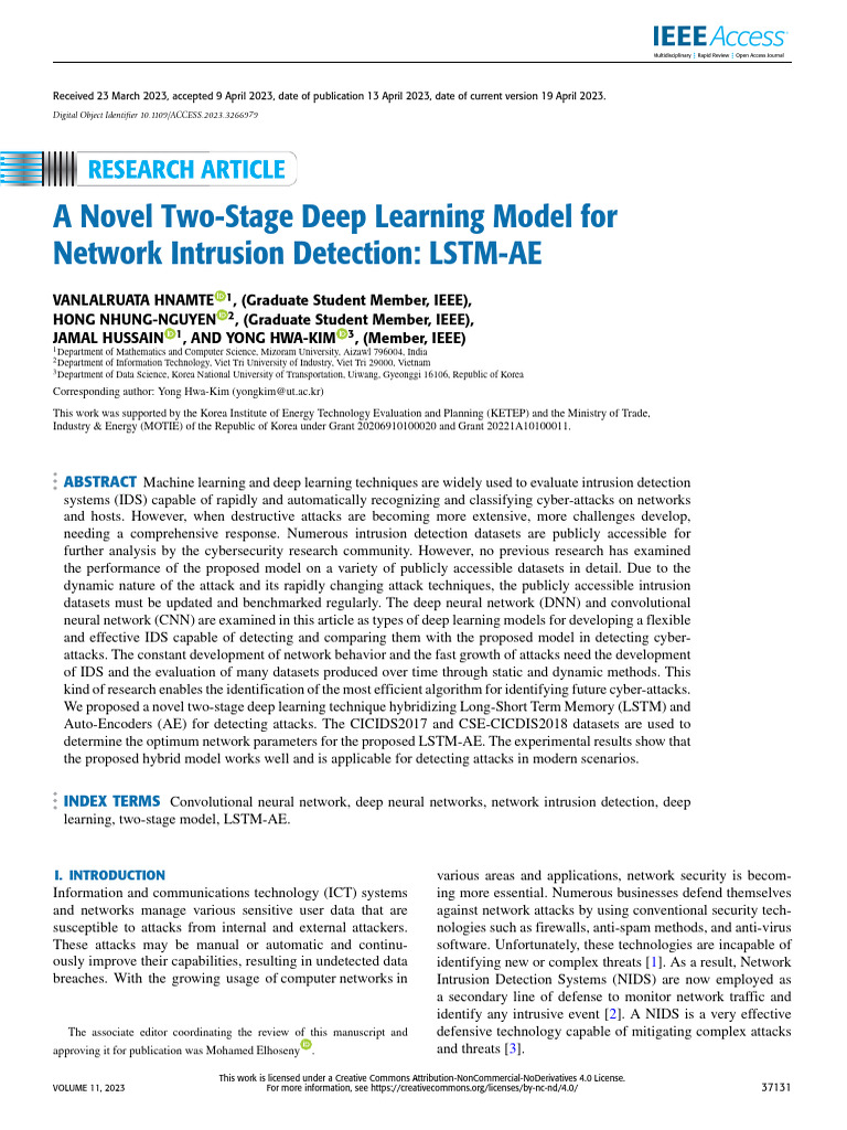 A Novel Two-Stage Deep Learning Model For Network Intrusion Detection ...