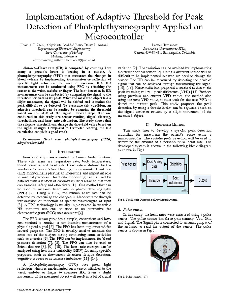 Implementation of Adaptive Threshold For Peak Detection of Photoplethysmography Applied On ...