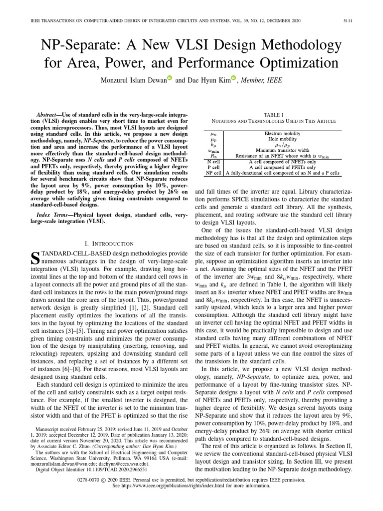 NP-Separate: VLSI Design Optimization Method | PDF | Electronic ...