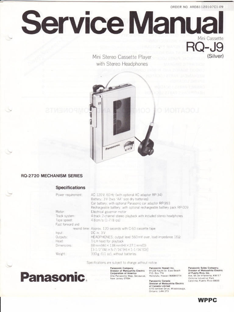 Panasonic Rq-j9 SM | PDF