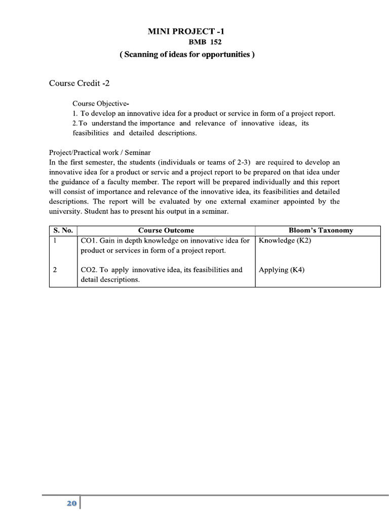 MINI project Syllabus BMB 152 | PDF