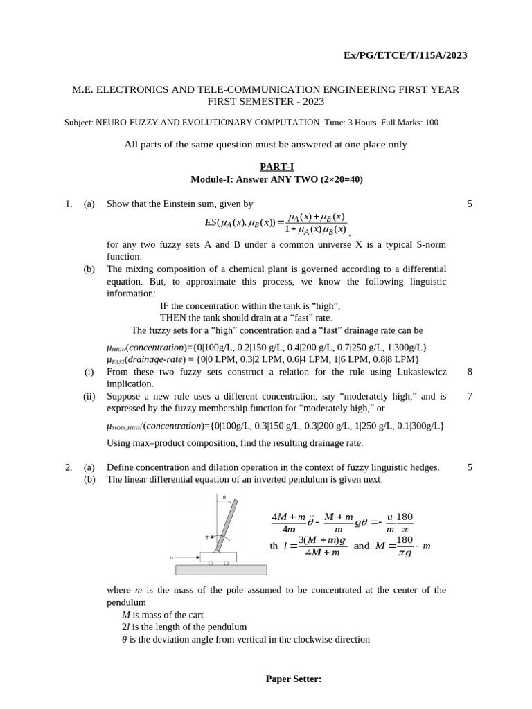 Neuro-Fuzzy and Evolutionary Computation Exam | PDF | Applied ...