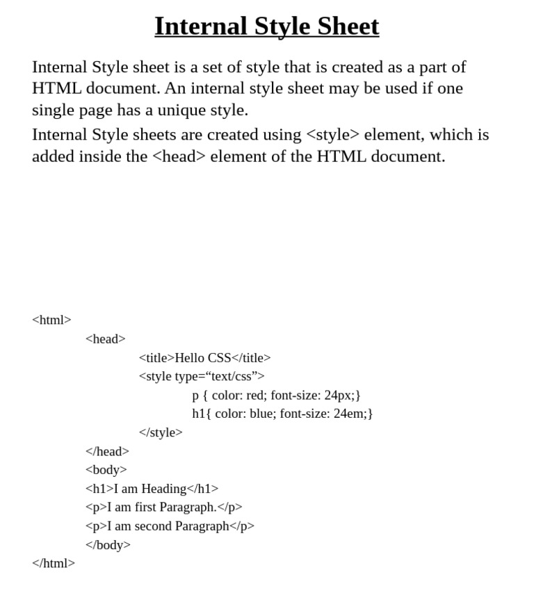 5. Internal Style Sheet | PDF