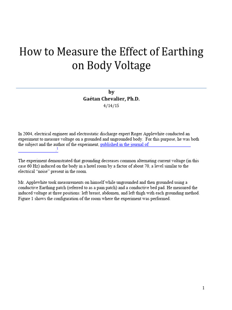 How To Measure The Effect of Earthing On Body Voltage | PDF | Voltage ...