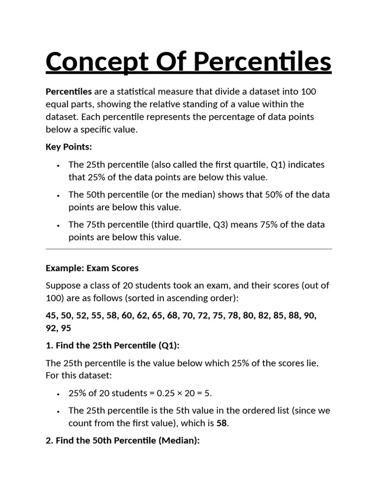 Concept Of Percentiles | PDF