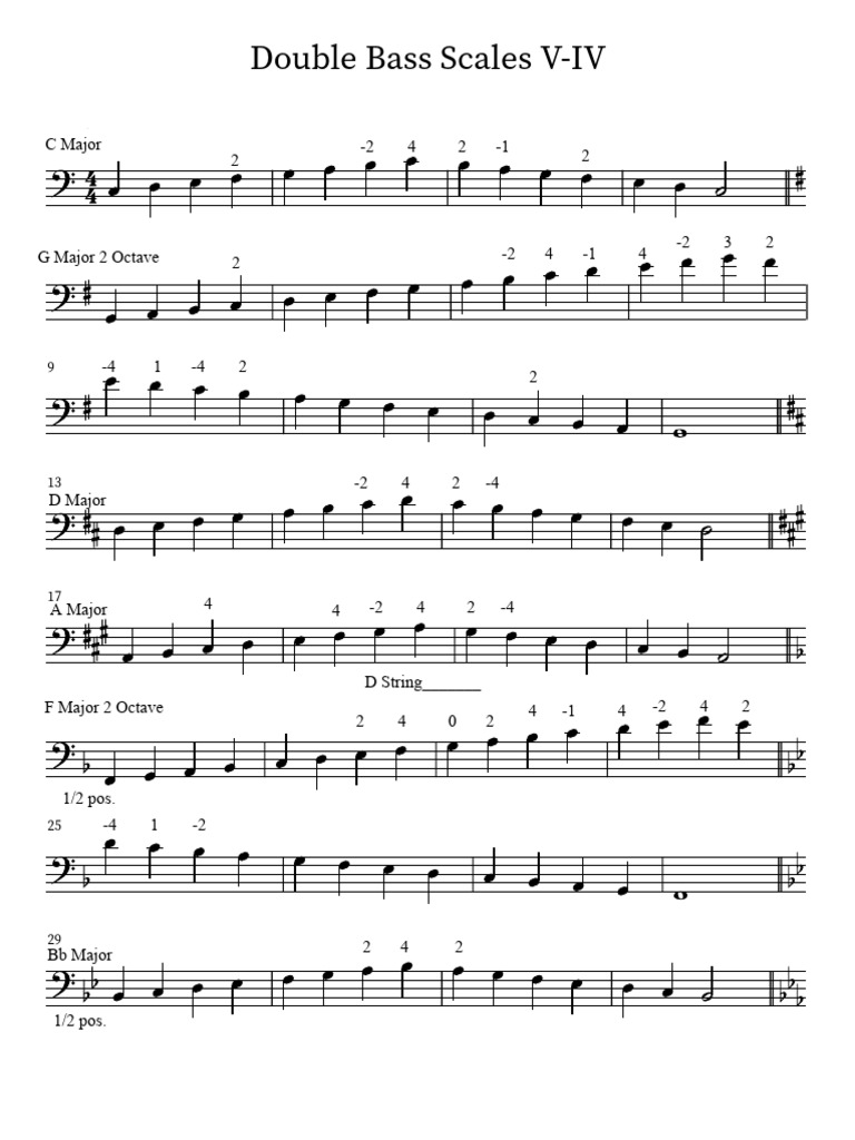 Double Bass Scales V-IV | PDF | Pitch (Music)