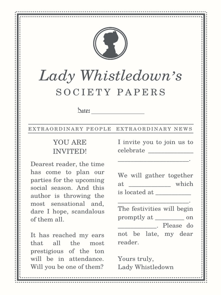 Lady Whistledown Bridgerton Invitations | PDF