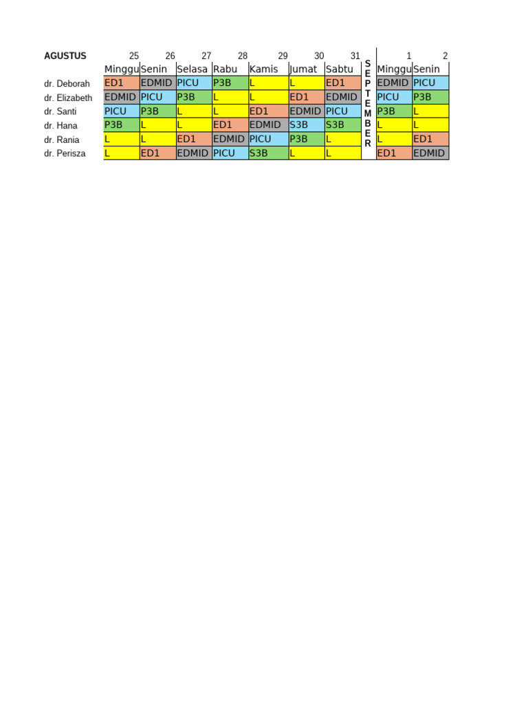 Jadwal Iship Agustus-September REVISI | PDF
