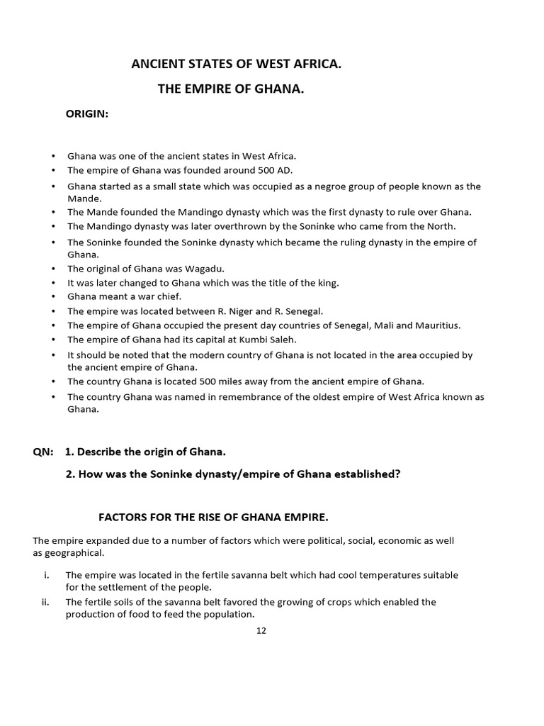 S3 History Ancient States of West Africa | PDF