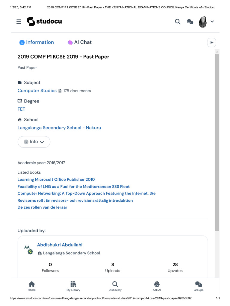 2019 Comp p1 Kcse 2019 - Past Paper - The Kenya National Examinations Council Kenya Certificate ...