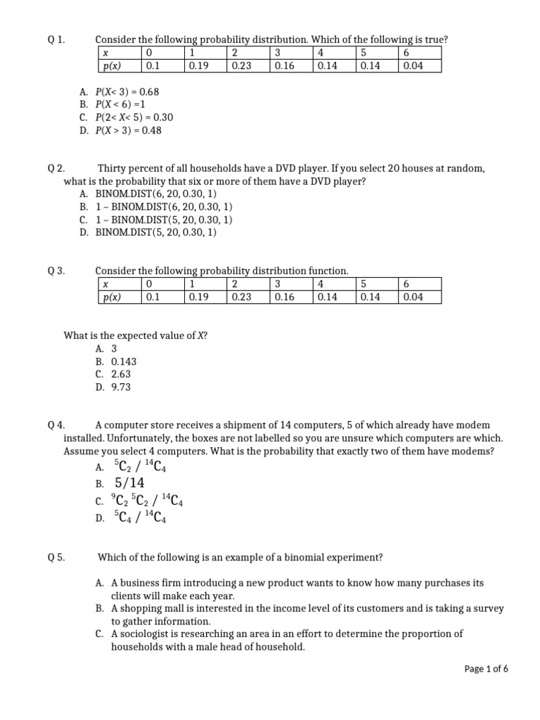 Exam Paper_C | PDF | Probability Theory | Probability
