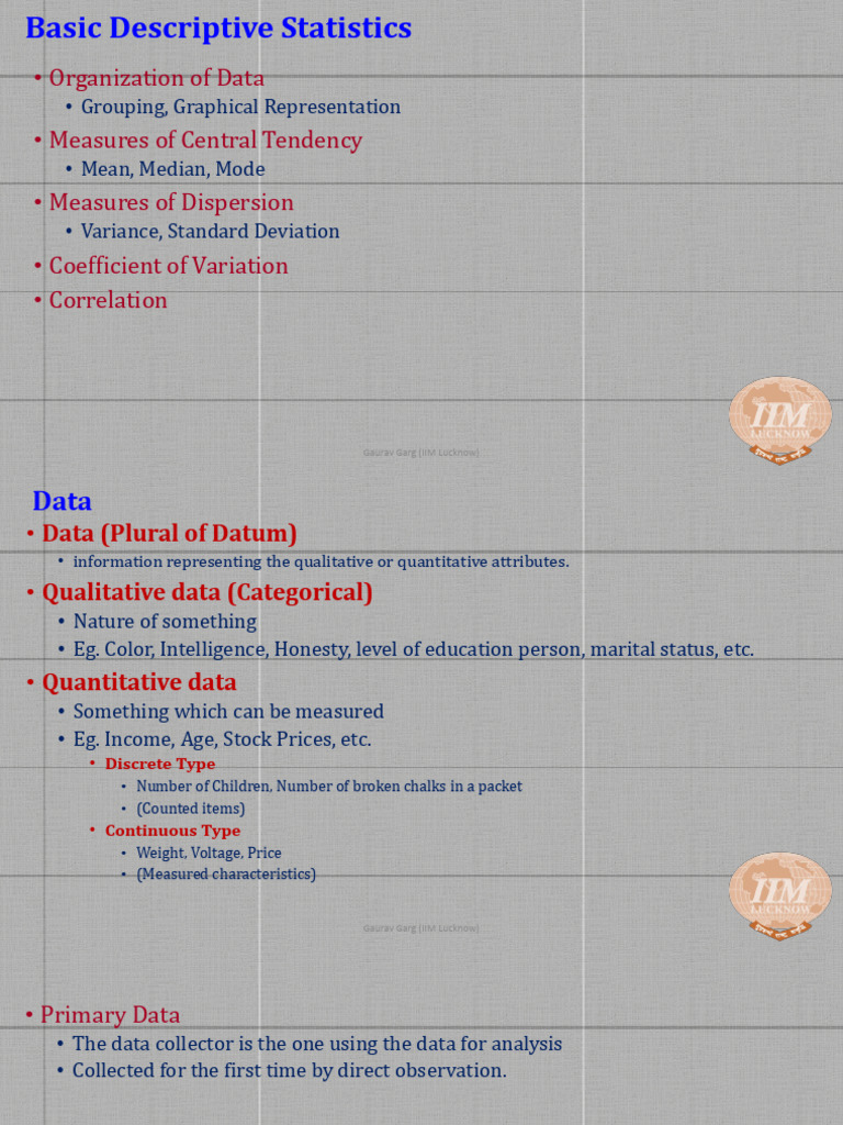 Intro to Descriptive Statistics | PDF | Probability Distribution | Random Variable