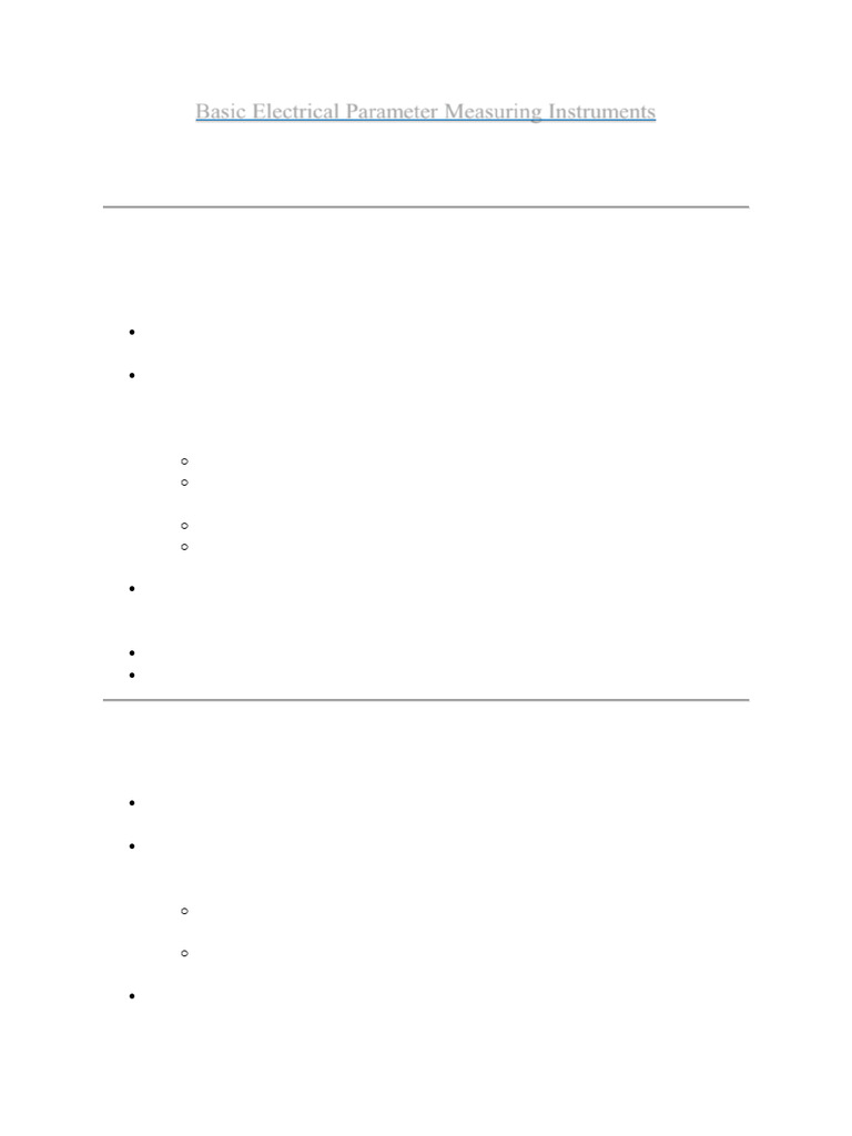 Basic Electrical Parameter Measuring Instruments | PDF | Voltage ...
