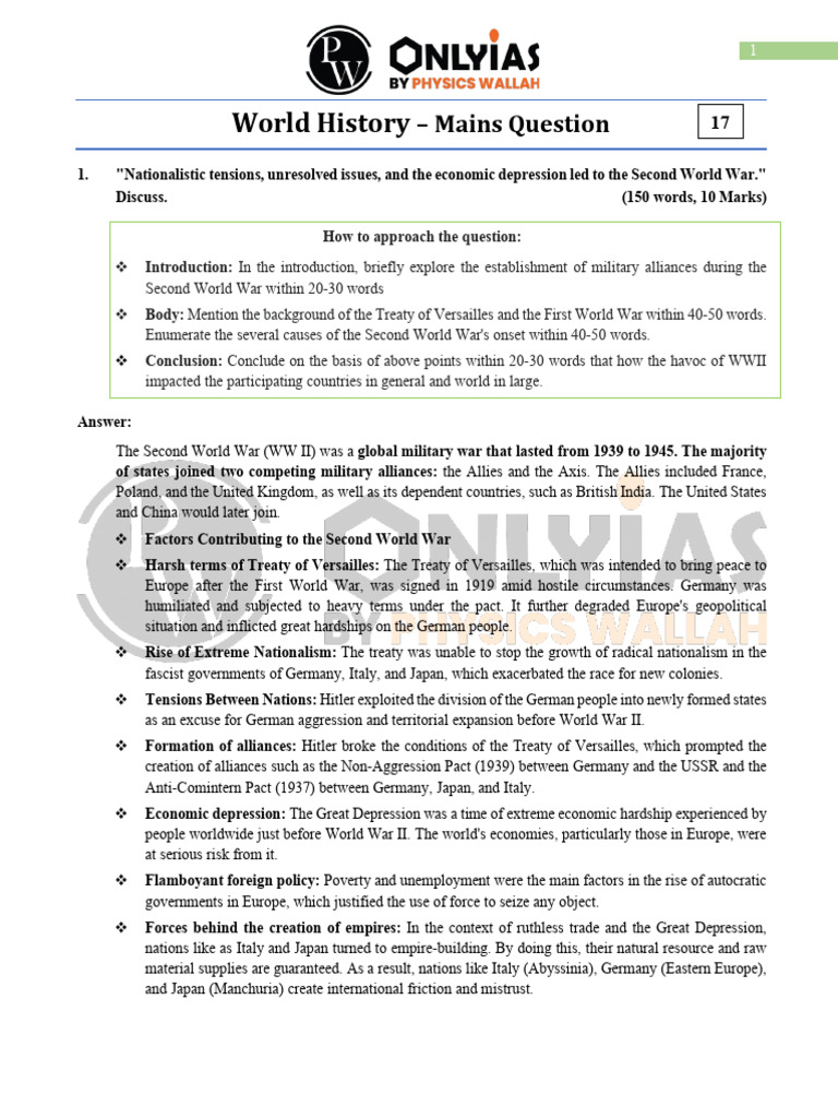 World History 17 - Mains Question - UPSC Prahar (Hinglish) | PDF ...