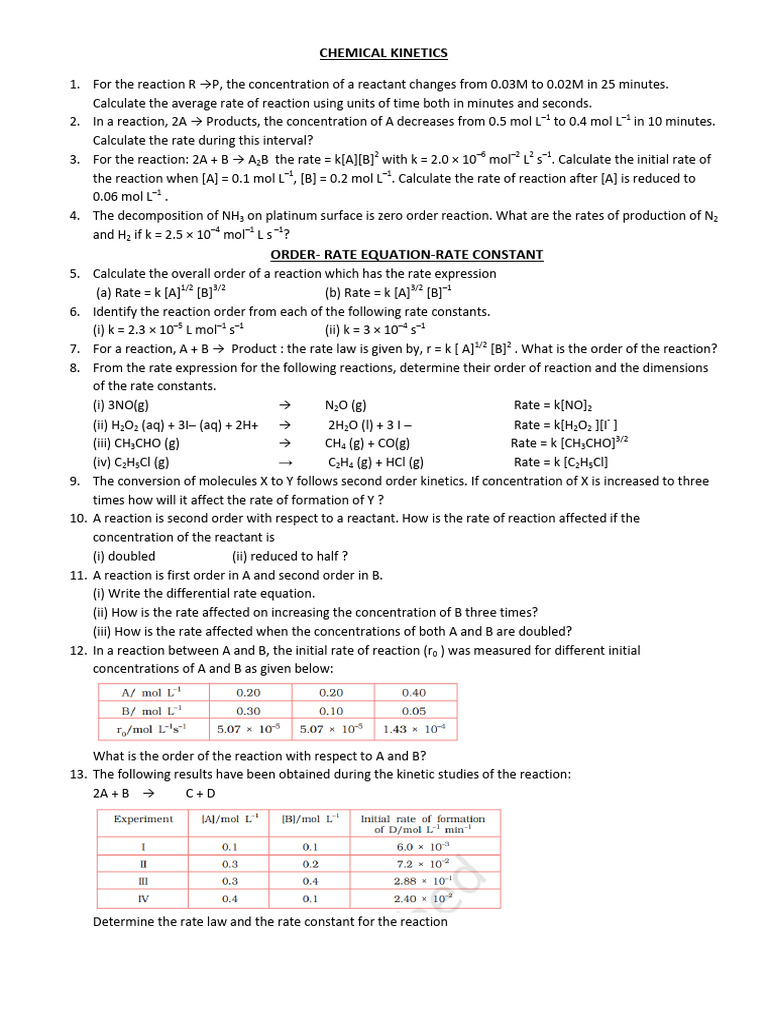 chemical kinetics | PDF | Reaction Rate | Reaction Rate Constant