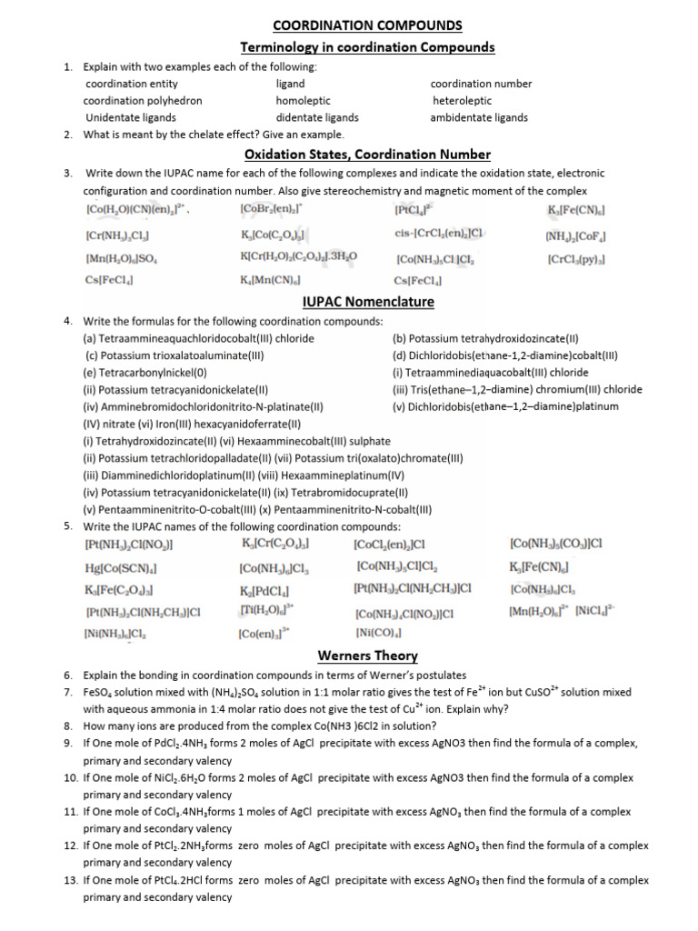 COORDINATION COMPOUNDS | PDF | Coordination Complex | Isomer