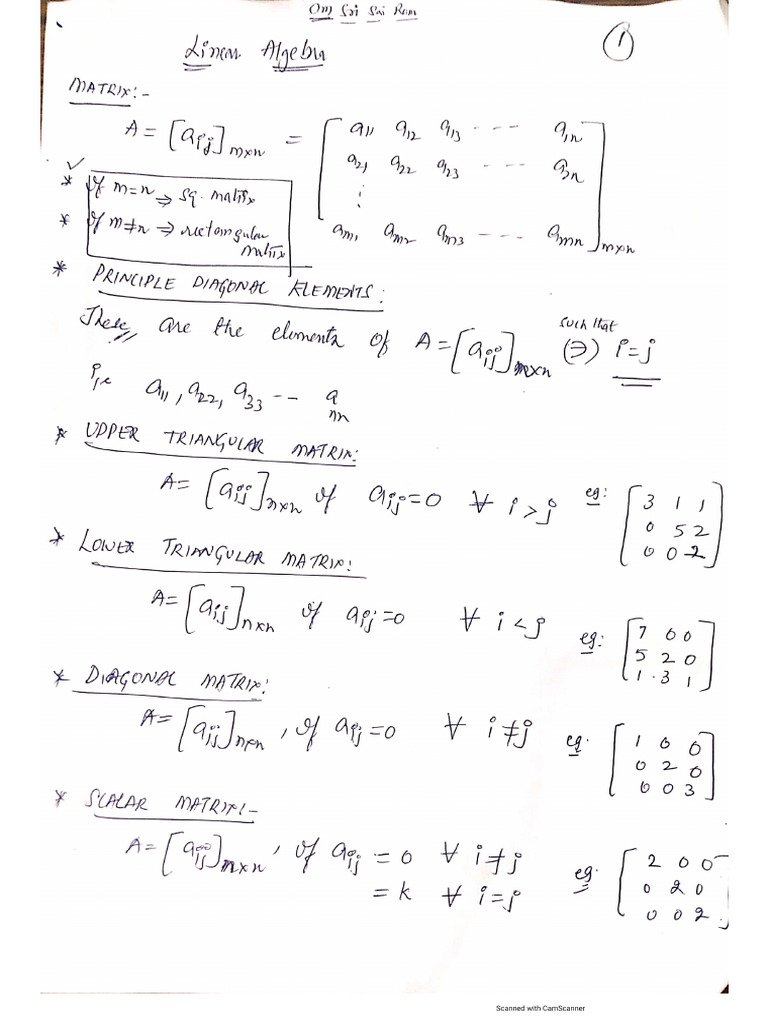 OHM - Linear Algebra - Lecture - Notes | PDF